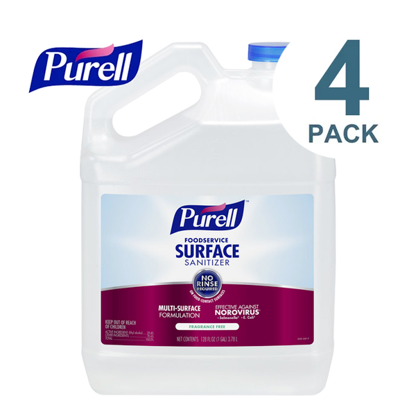 Purell Foodservice Surface Sanitizer, Fragrance Free, 1 gal Bottle, 4 ...