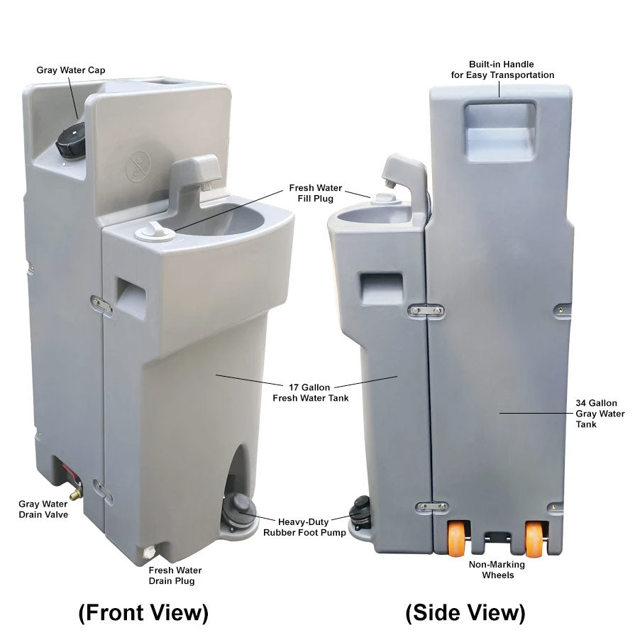 MOBI Portable Hand Washing Sink, Heavy-Duty HDPE Plastic, Non-Heated ...